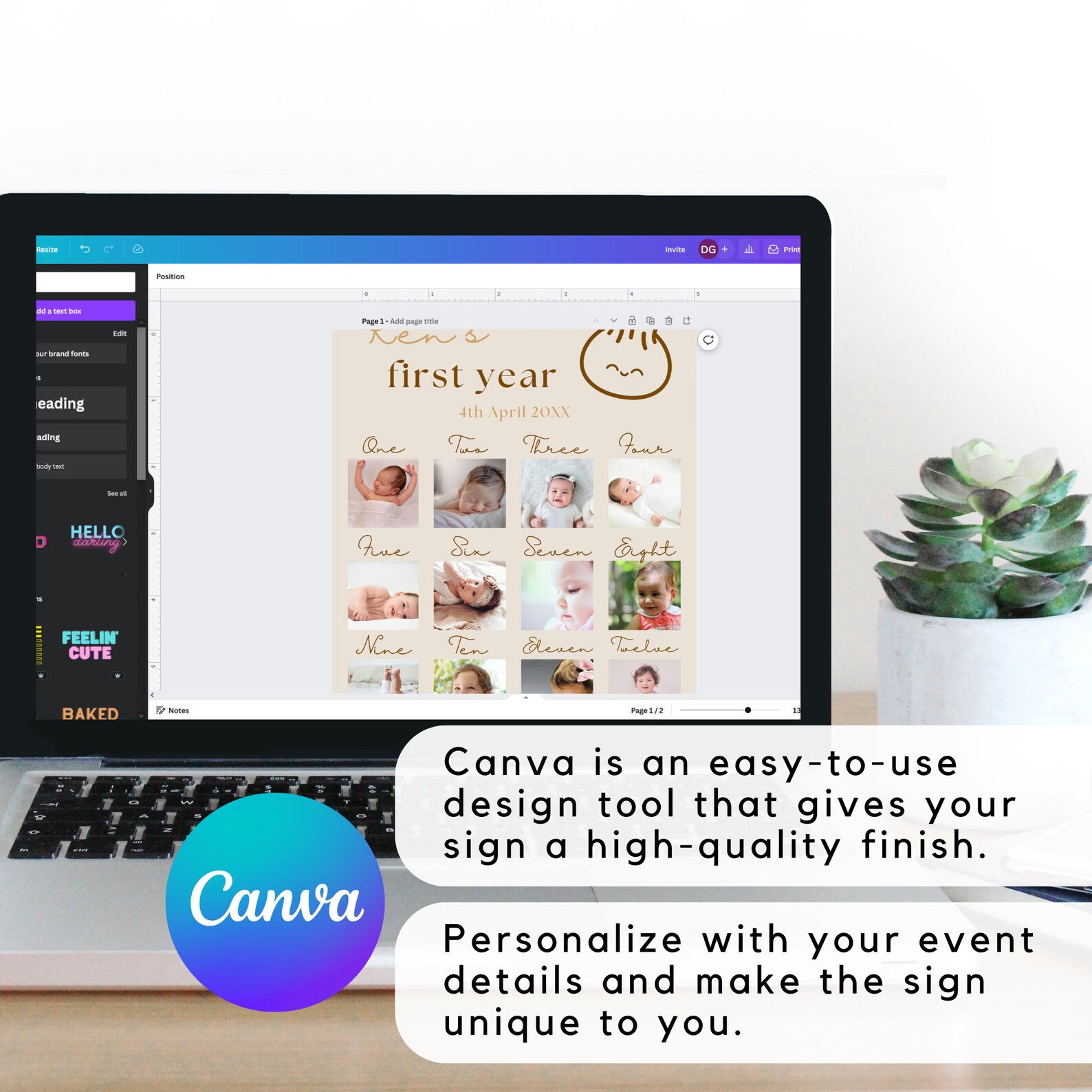 Little Dumpling First Birthday Photo Milestone Board Template, Dumpling ...