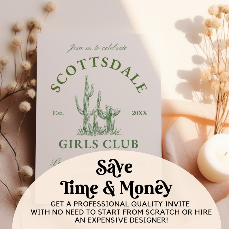 Scottsdale Bachelorette Invitation Itinerary, Editable Template ...