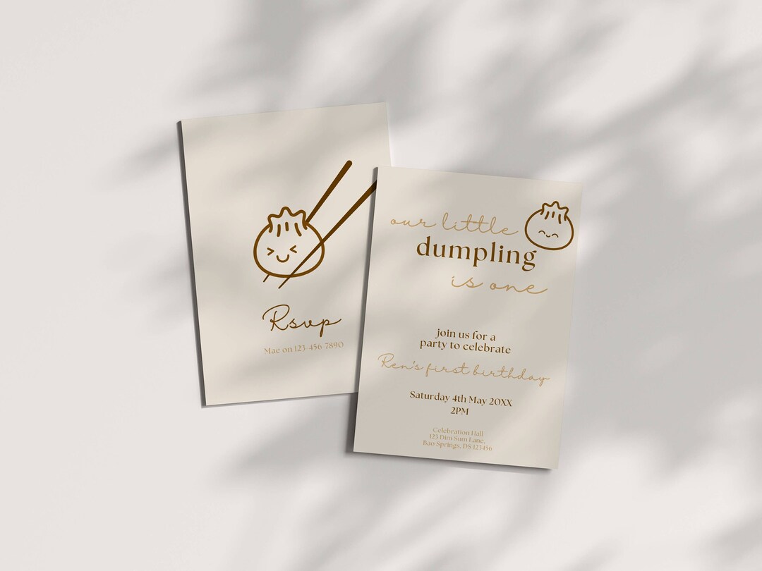 Our Little Dumpling Birthday Party Invitation, First Birthday Party ...