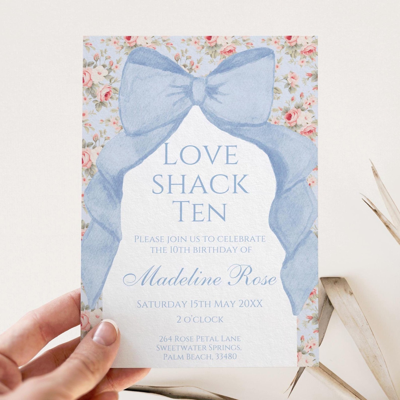 Love Shack Fancy 10th Birthday Invitation, Editable Template, Coquette ...
