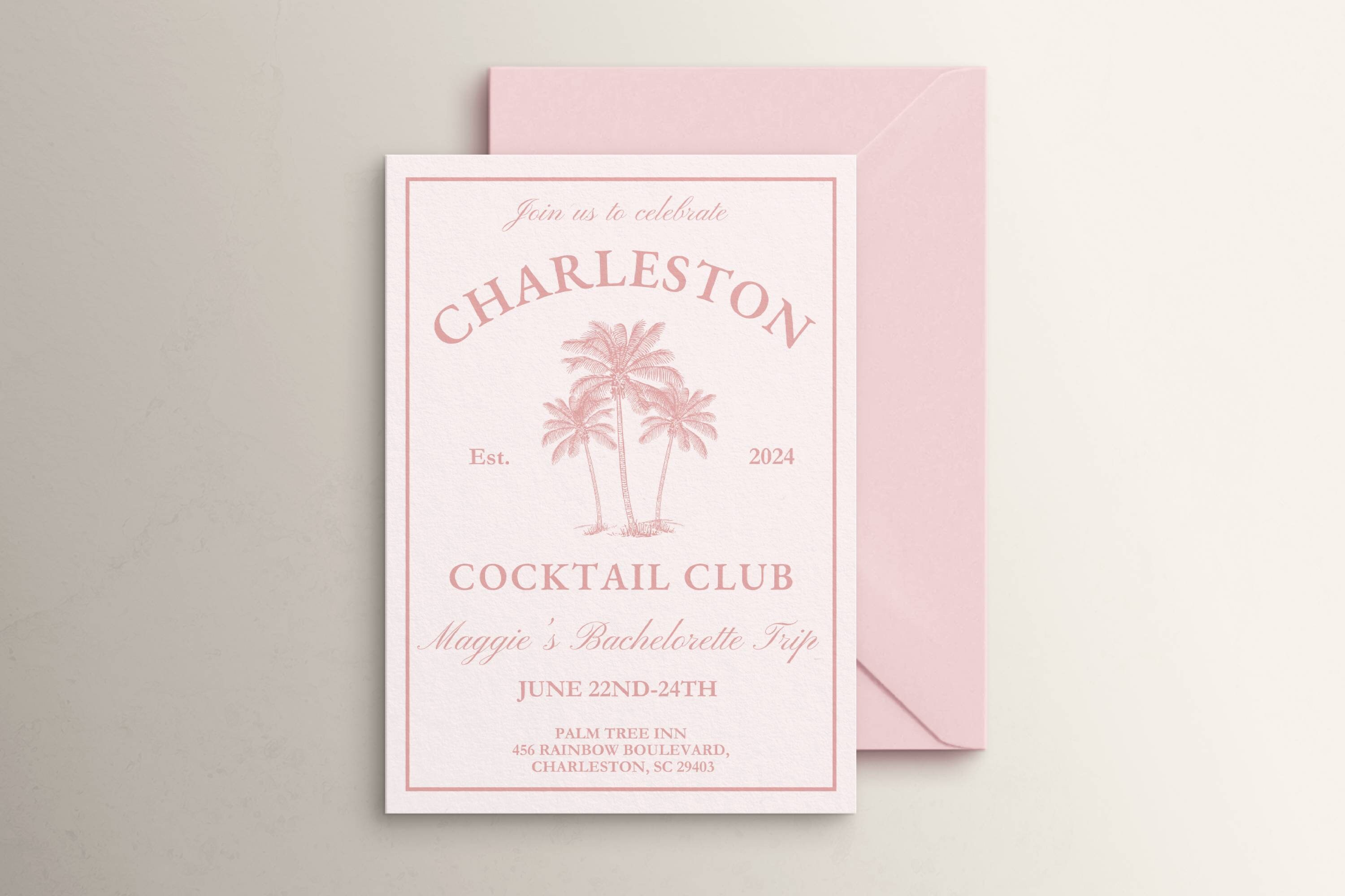 Charleston Bachelorette Invitation Itinerary, Cheers to Charleston ...