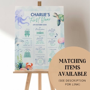 Under the Sea Birthday Table Signs, Fully Editable Templates, Ocean ...