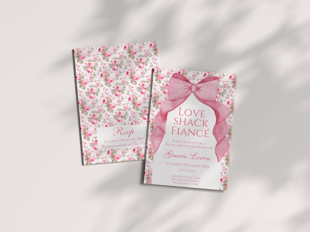 Love Shack Fiancé Bridal Shower Invitation Template, Love Shack Fancy ...