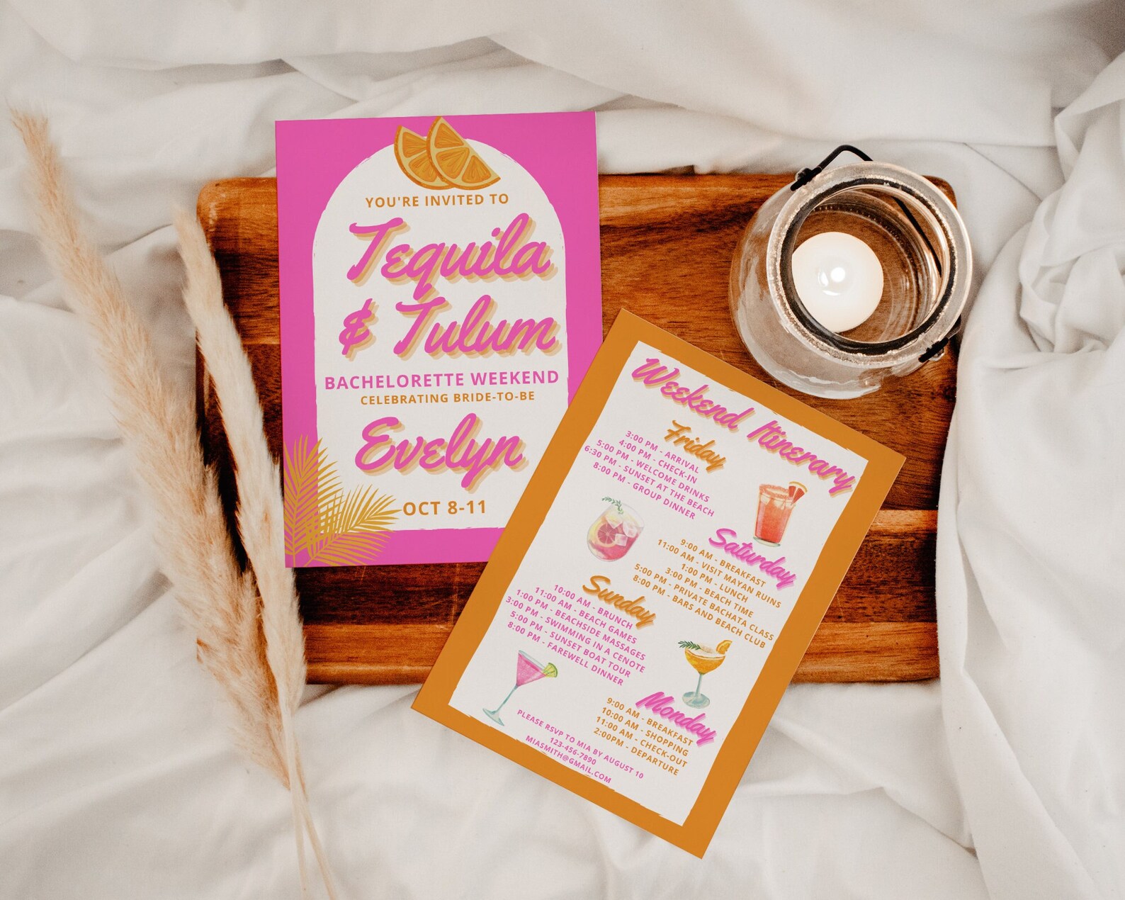 Tulum and Tequila Sunrise Bachelorette Weekend Invitation, Mexico Bach ...