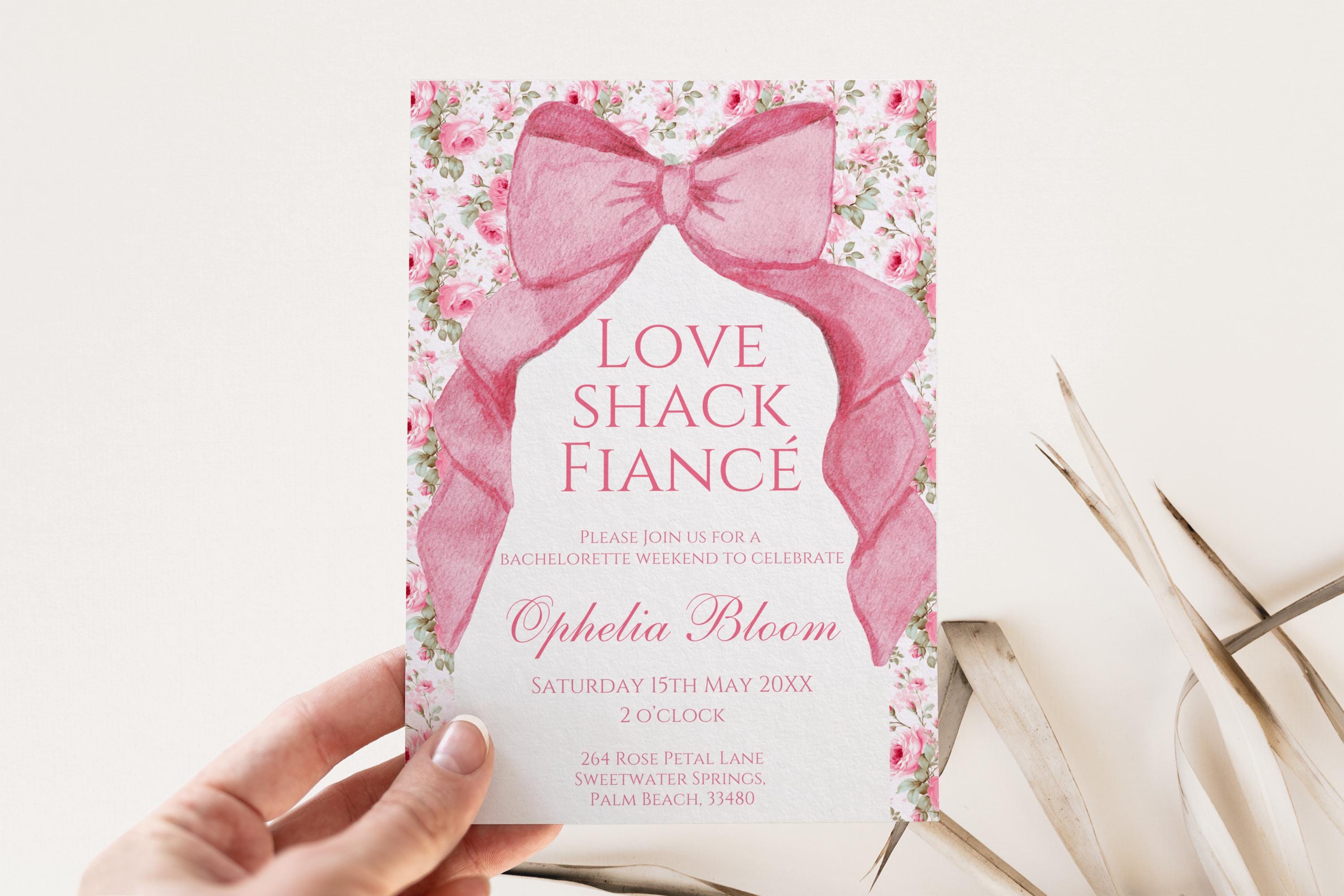 Love Shack Fiancé Bachelorette Invitation Itinerary, Love Shack Fancy ...
