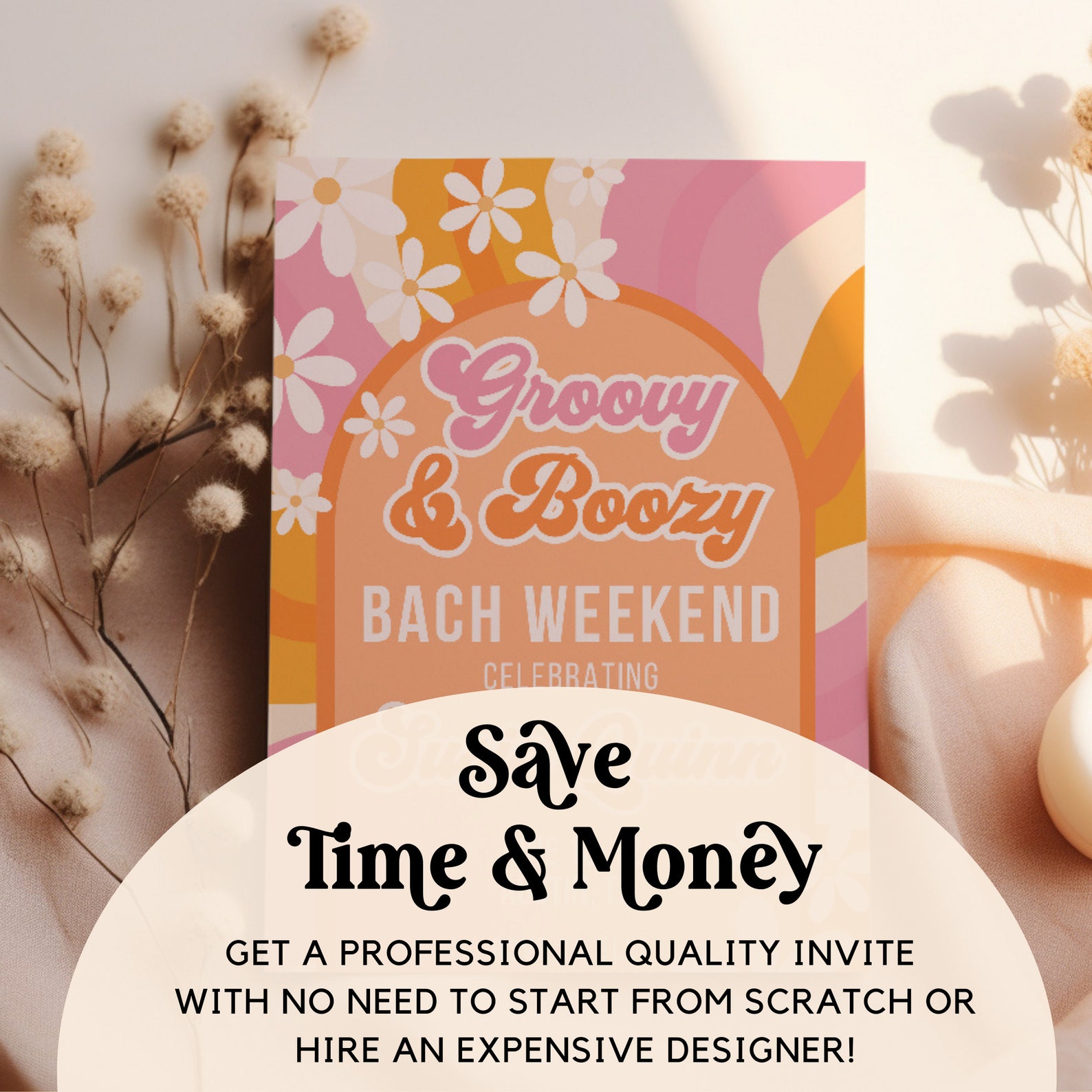 Groovy Bachelorette Invitation Itinerary Template, Groovy and Boozy ...
