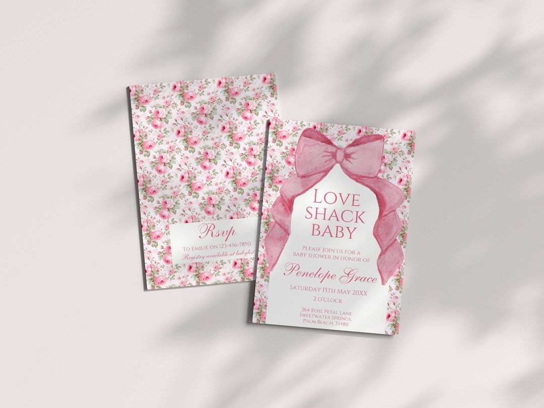 Love Shack Baby Shower Invitation Template, Love Shack Fancy Theme ...