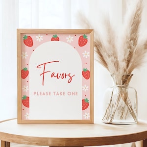 Strawberry 1st Birthday Party Table Signs, Fully Editable Templates ...