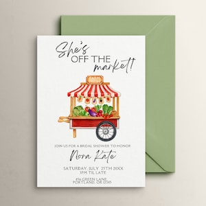 Off the Market Bridal Shower Invitation Template, Farmer Market Theme ...