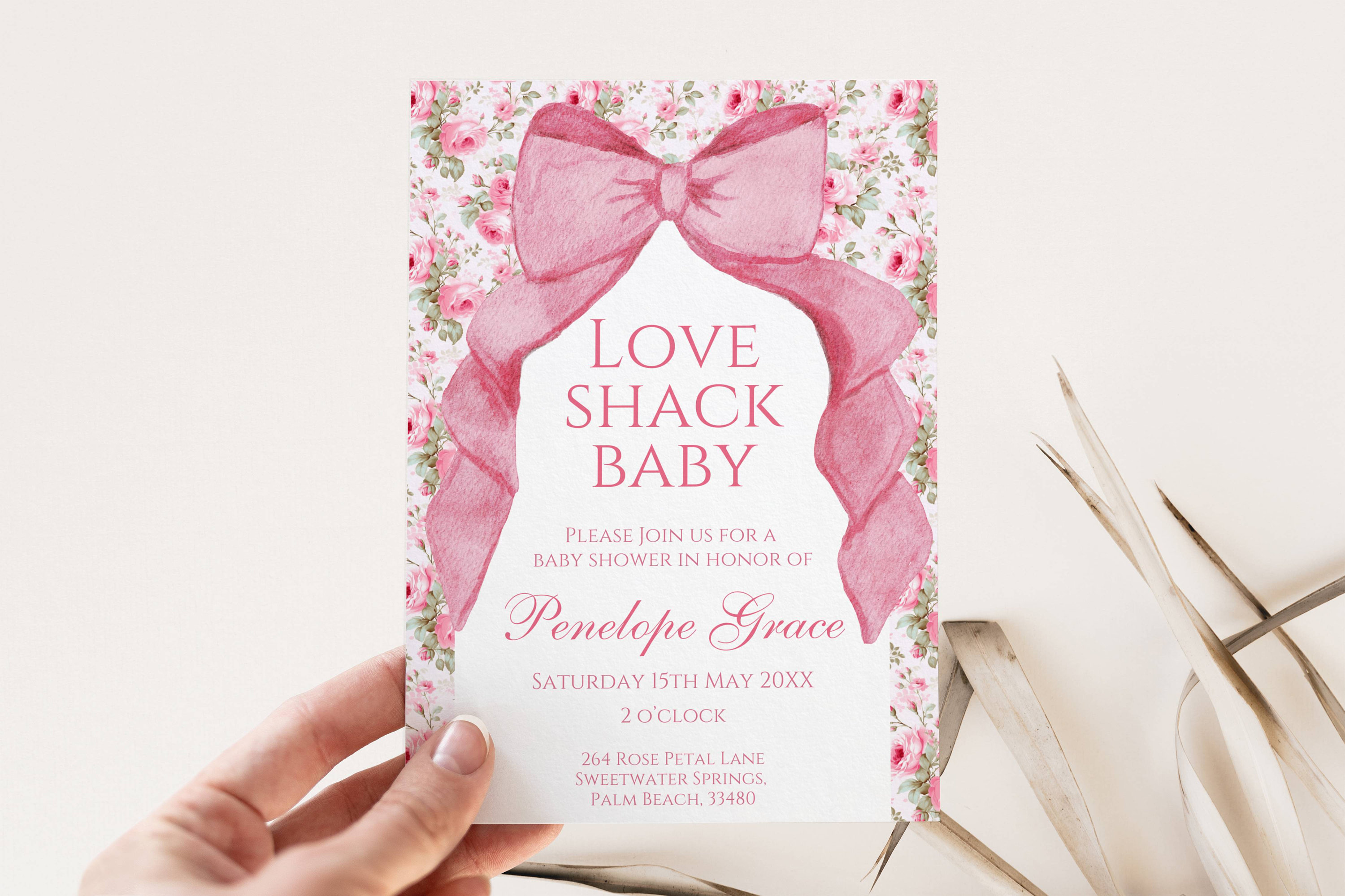 Love Shack Baby Shower Invitation Template, Love Shack Fancy Theme ...