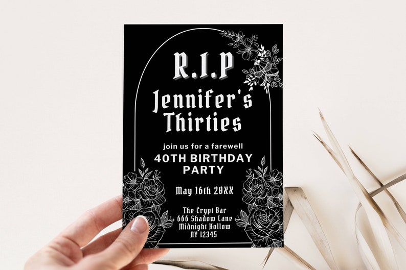 Funeral 40th Birthday Invitation Template, RIP 30s, Death to My 30s ...