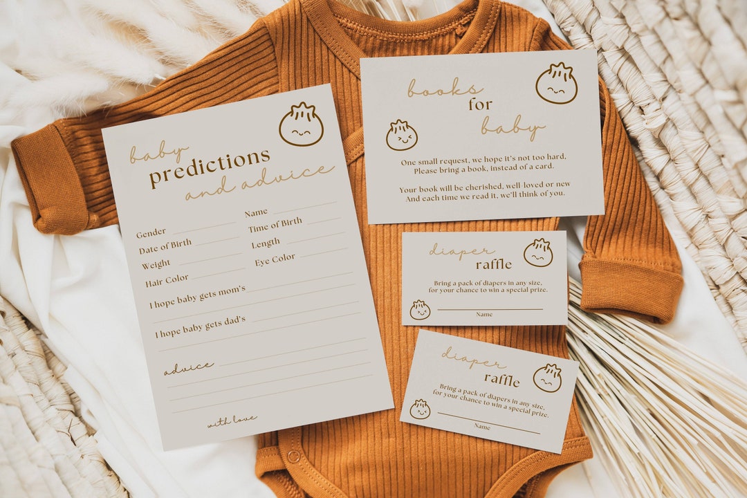 Little Dumpling Baby Shower Activity Sign Card Bundle, Editable ...