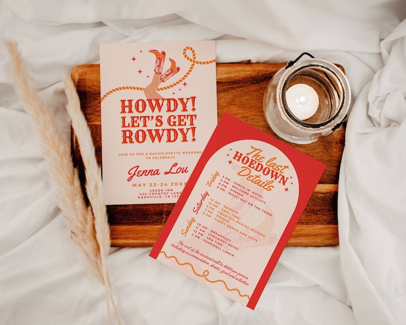 Western Cowgirl Bachelorette Invitation Itinerary Template, Last Rodeo ...