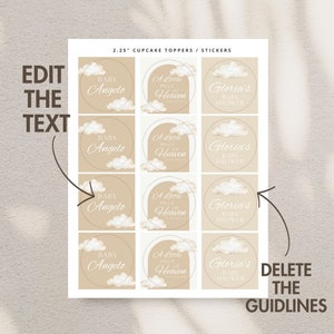 Little Piece of Heaven Baby Shower Editable Cupcake Topper Template ...