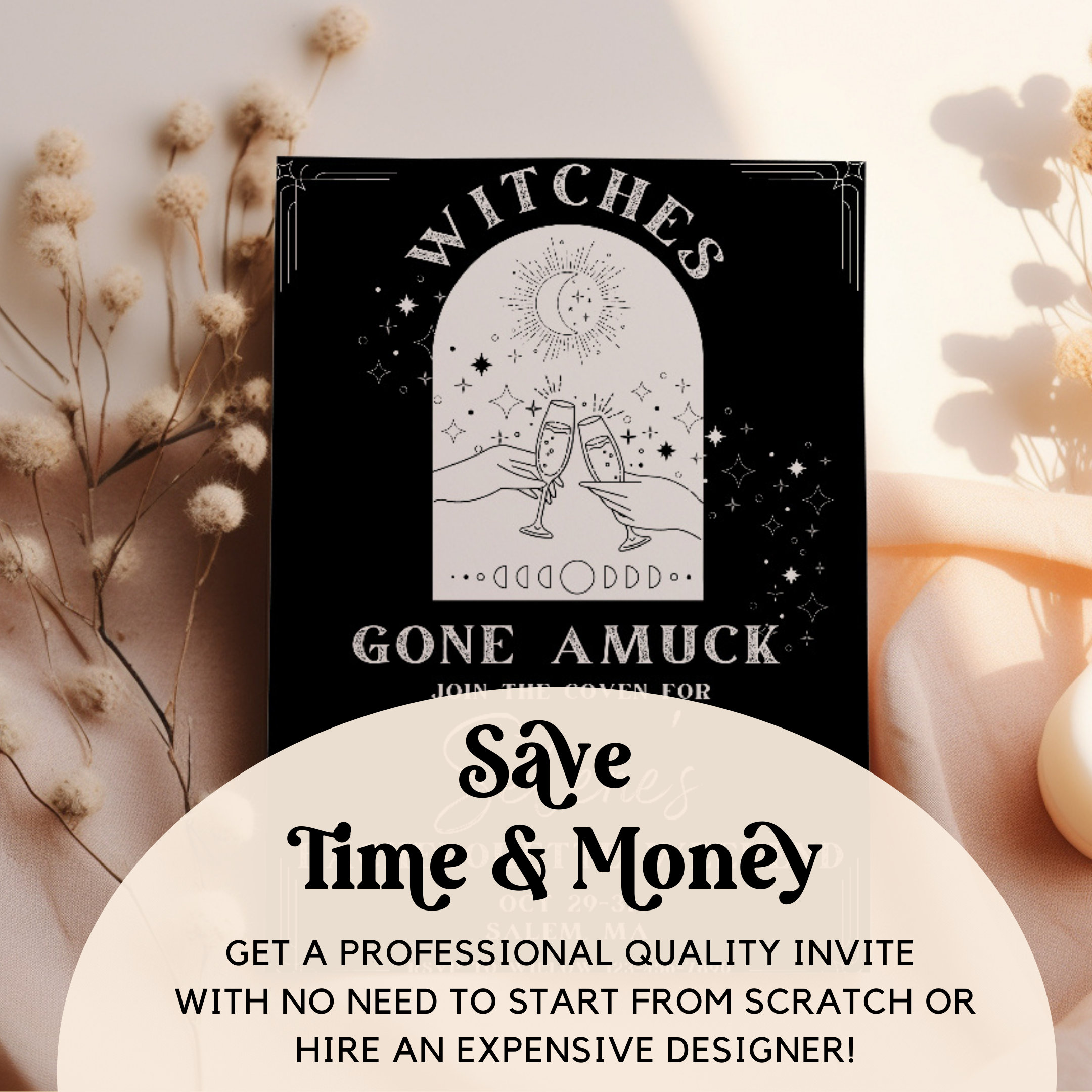 Witches Gone Amuck Bachelorette Invitation Itinerary Template - Etsy