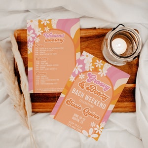 Groovy Bachelorette Invitation Itinerary Template, Groovy and Boozy ...