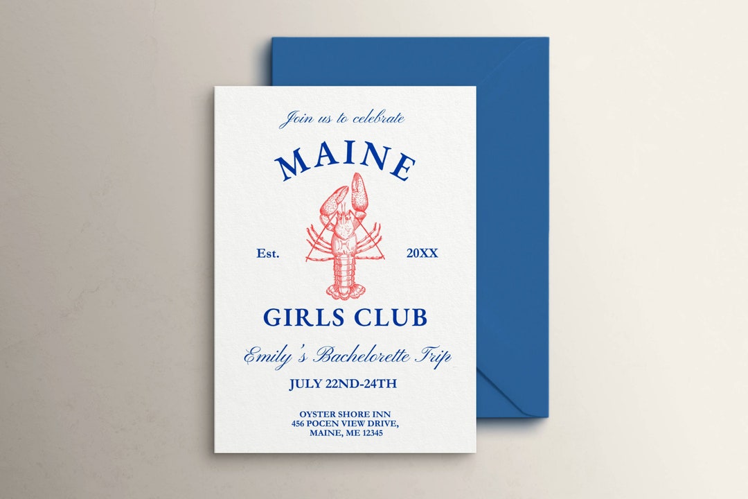Maine Girls Club Bachelorette Invitation, Editable Weekend Itinerary ...