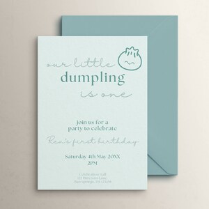 Blue Bao Bun First Birthday Party Invitation Template, Our Little ...