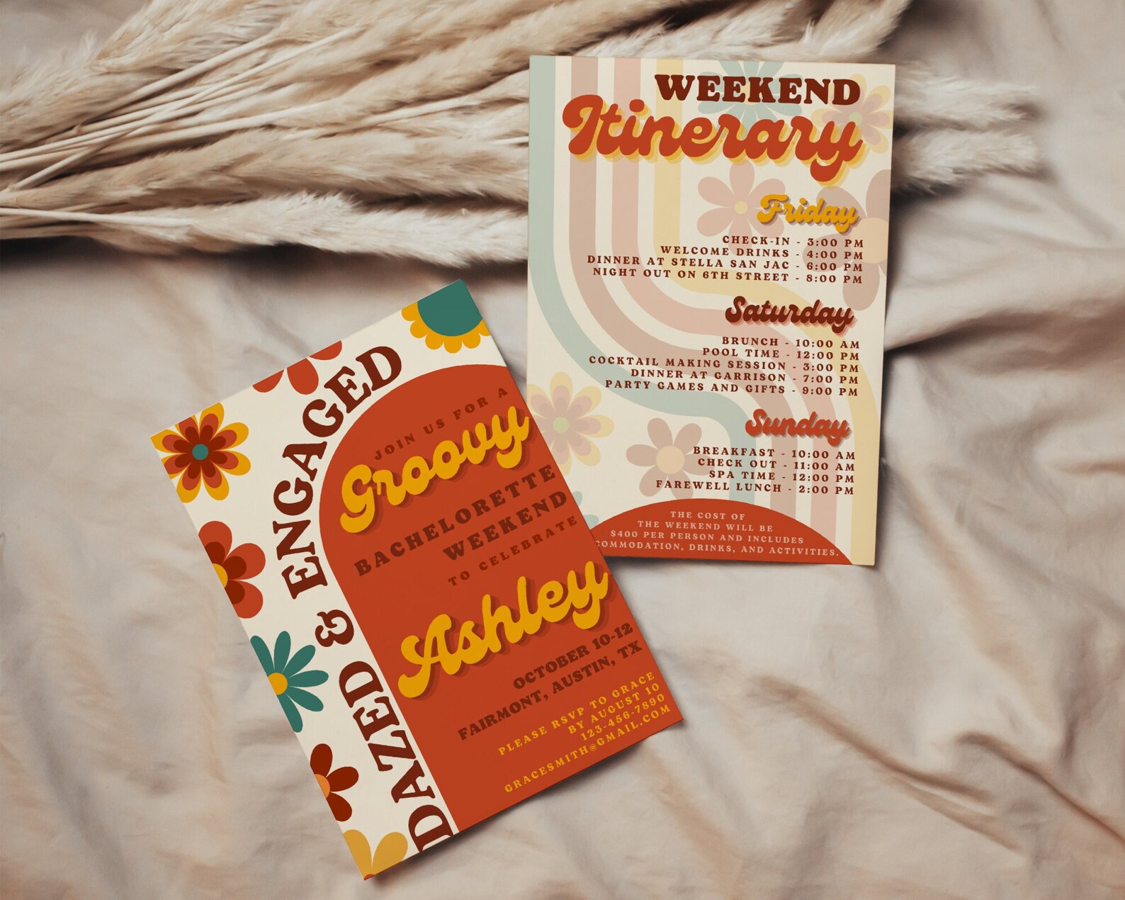 Dazed and Engaged Bachelorette Invitation and Itinerary Template ...