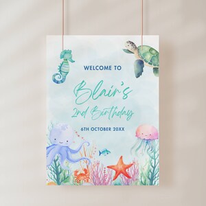 Two the Sea Birthday Welcome Sign, Under the Sea Theme, Second Birthday ...