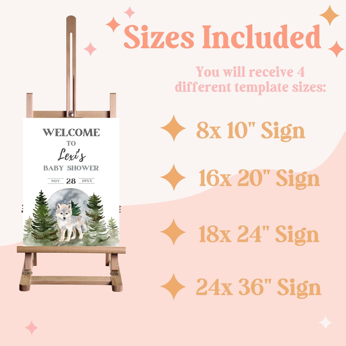 Wolf Pack Baby Shower Welcome Sign Template, Wolf Cub Theme, Winter ...