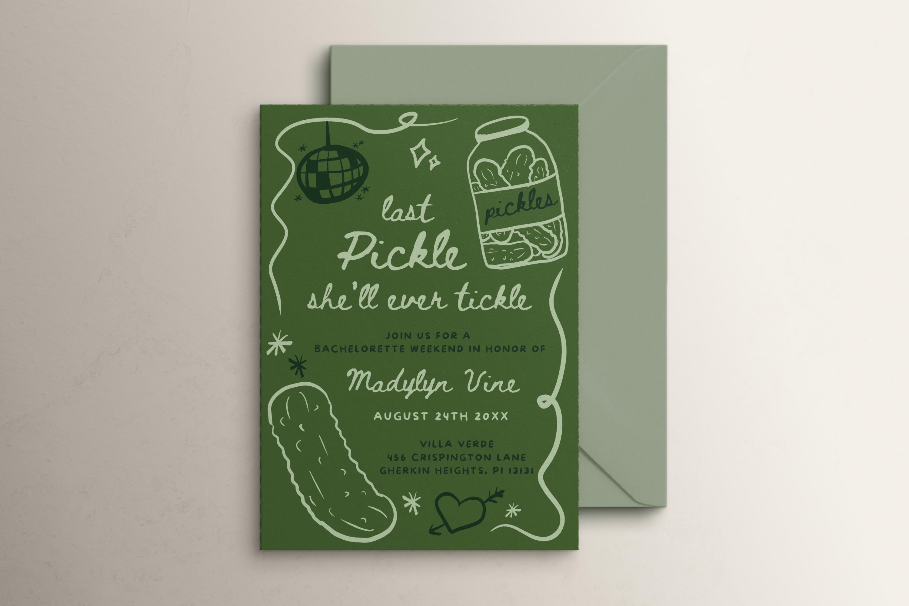 Pickle Bachelorette Invitation Template, Editable Invite, Last Pickle ...