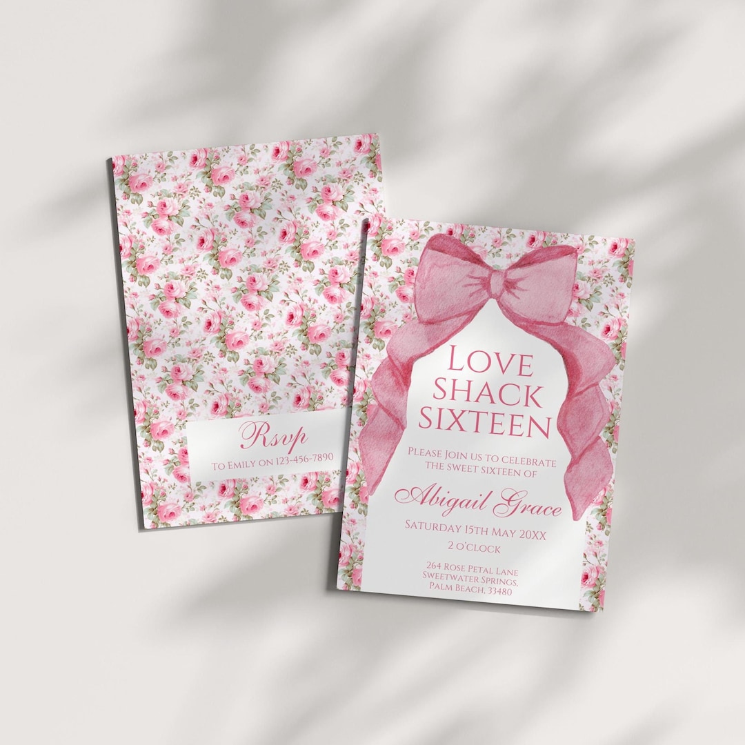 Love Shack Fancy Sweet 16 Invitation Template, Rose Floral, Sweet ...