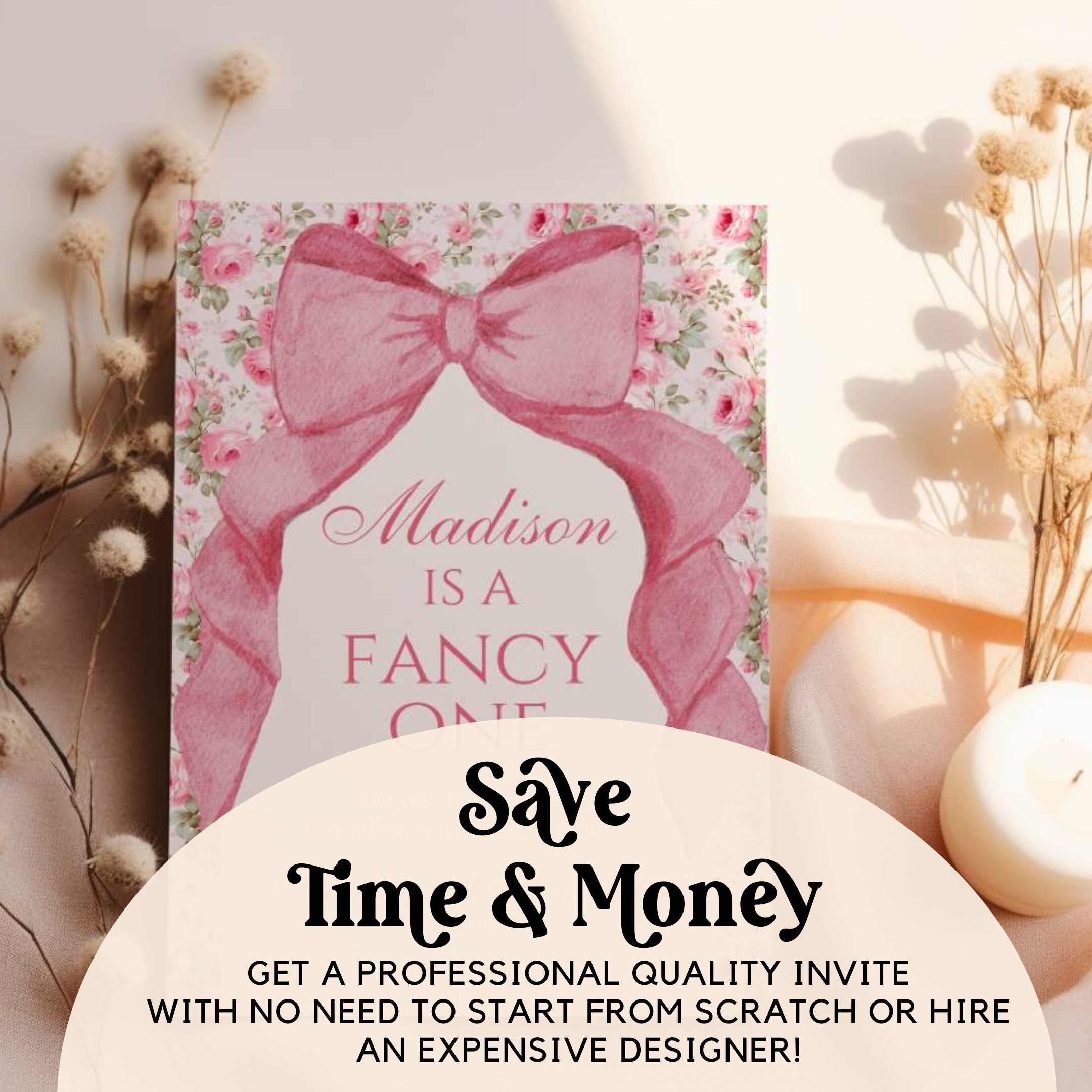 Love Shack Fancy One 1st Birthday Invitation Template, Rose Floral ...