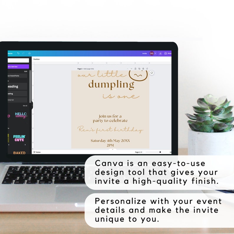 Our Little Dumpling Birthday Party Invitation, First Birthday Party ...