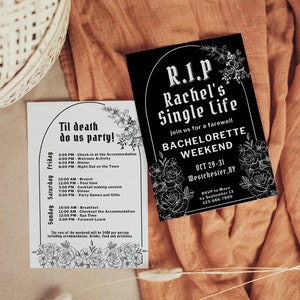 Funeral Bachelorette Invitation and Itinerary Template, RIP Single Life ...