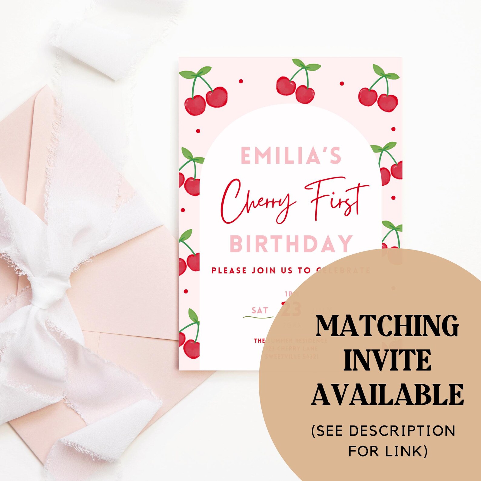 Cherry Birthday Milestone Board Template, Cherry First Party Theme ...