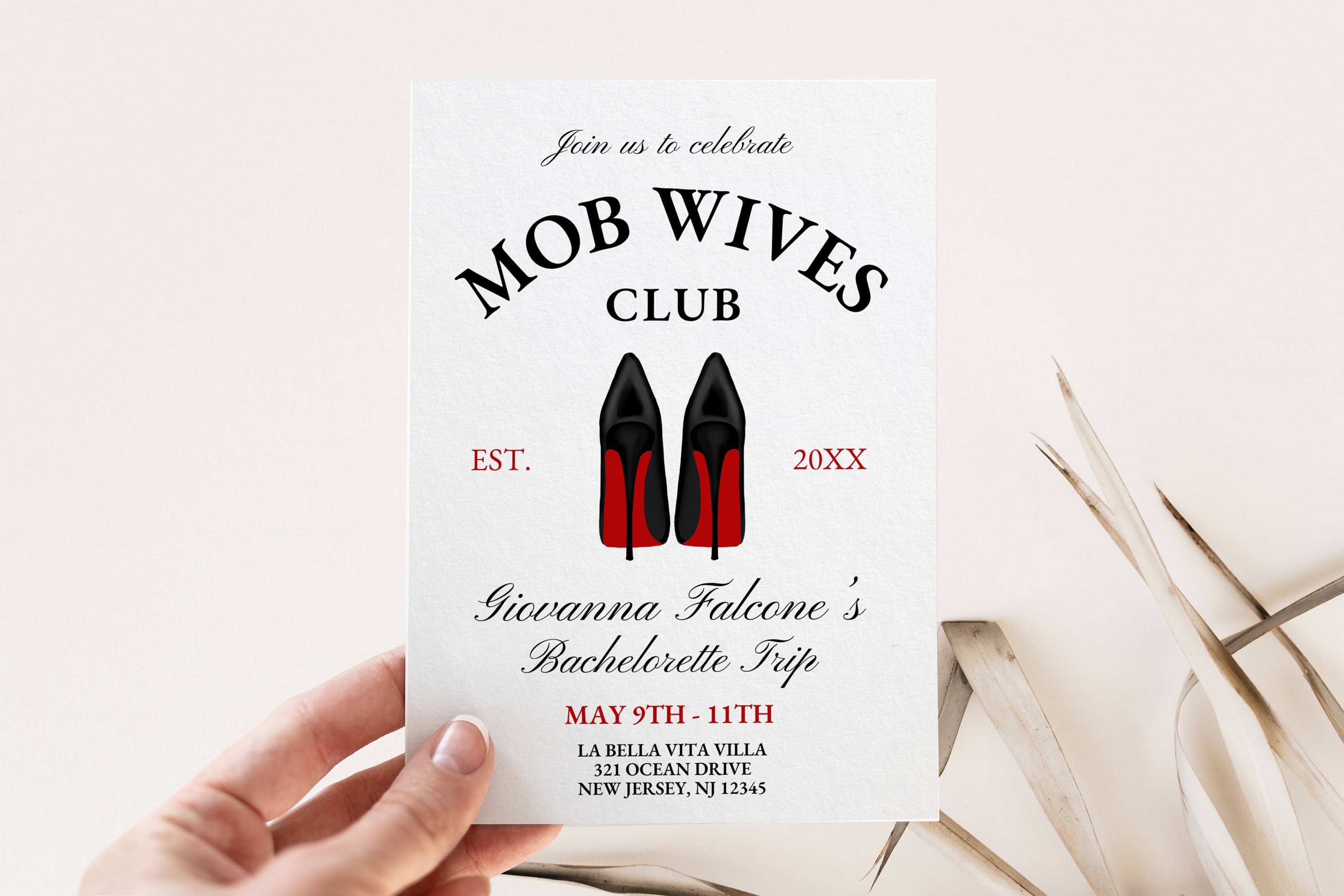 Mob Wife Bachelorette Invitation Itinerary, Italian Mafia Theme, Glam ...