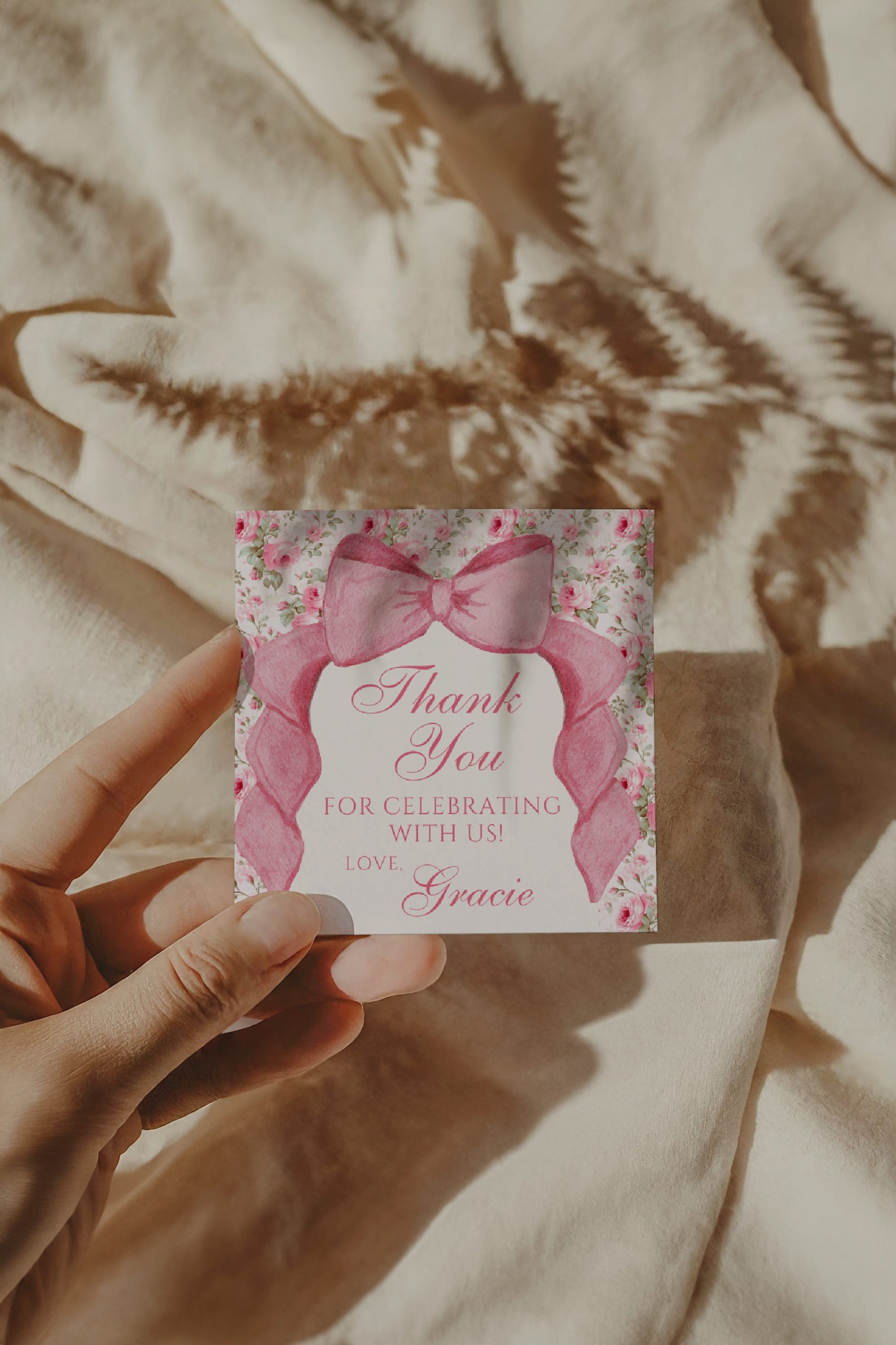 Love Shack Fancy Gift Tags, Editable Template, Coquette Pink Bow Theme ...