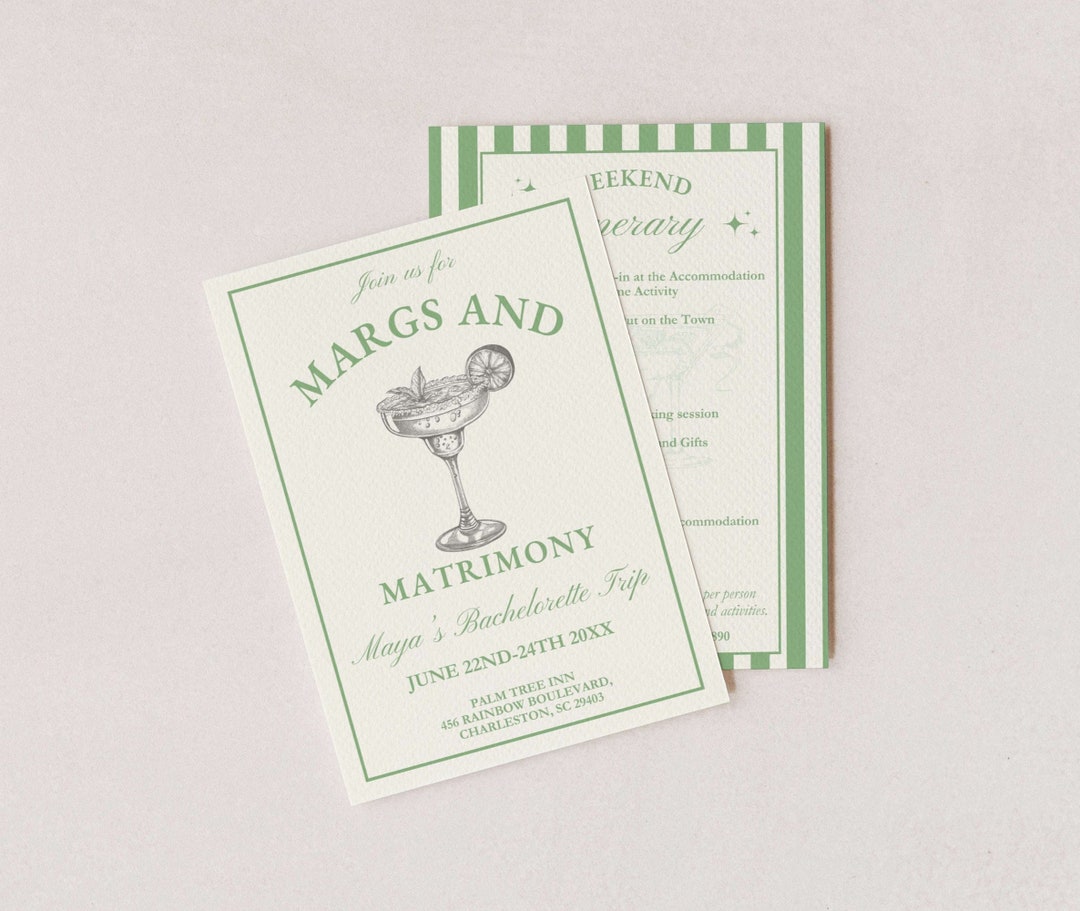 Margarita Bachelorette Invitation Itinerary, Margs and Matrimony Theme ...