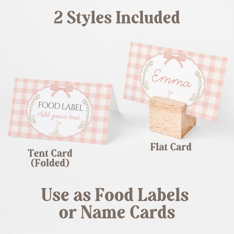 One Silly Goose Birthday Food Tents Editable Template, Buffet Food ...