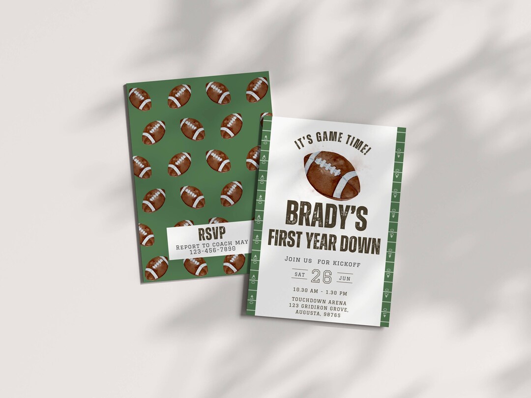 First Down Birthday Invitation, American Football Theme, Boy 1st Party ...