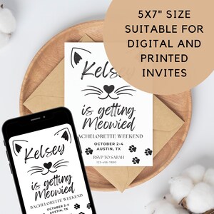 Getting Meowied Bachelorette Invitation Itinerary Template, Cat Bach ...