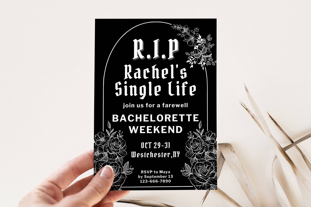 Funeral Bachelorette Invitation and Itinerary Template, RIP Single Life ...