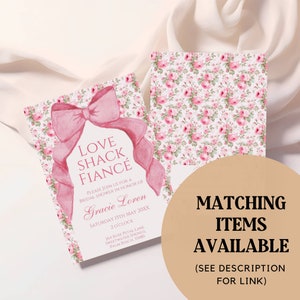Coquette Pink Bow Bridal Shower Welcome Poster Template, Love Shack ...