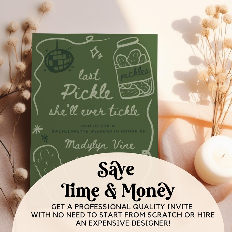 Pickle Bachelorette Invitation Template, Editable Invite, Last Pickle ...