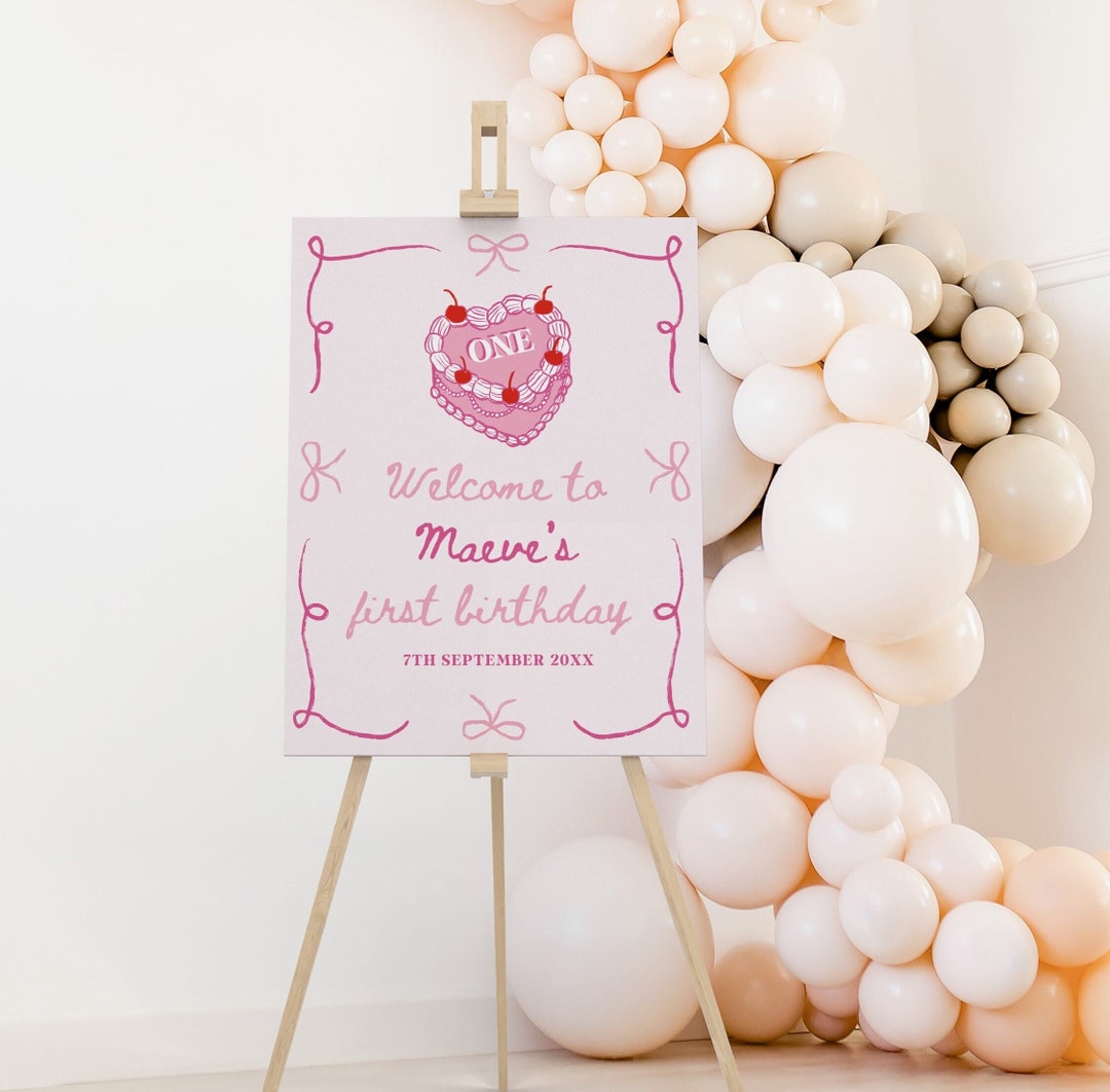 Hand Drawn Girls Just Wanna Be One Welcome Sign, First Birthday ...