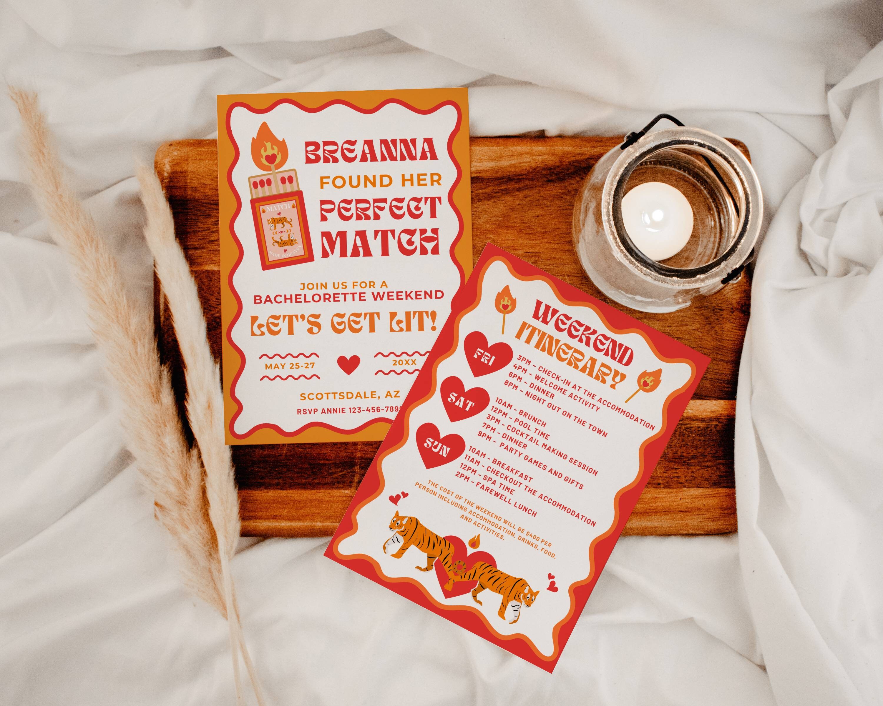 Perfect Match Bachelorette Invitation Itinerary Template, Tiger ...