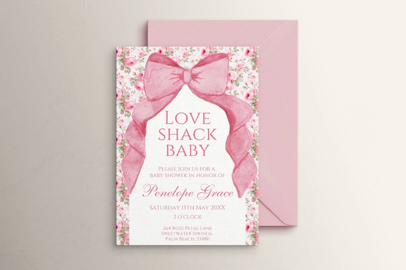 Love Shack Baby Shower Invitation Template, Love Shack Fancy Theme ...