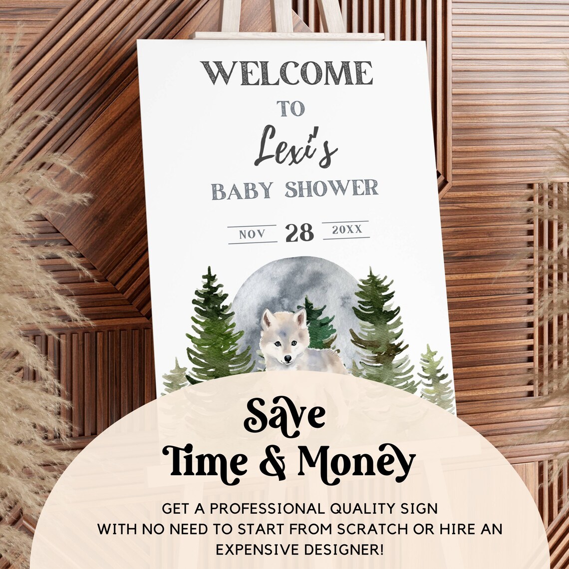 Wolf Pack Baby Shower Welcome Sign Template, Wolf Cub Theme, Winter ...
