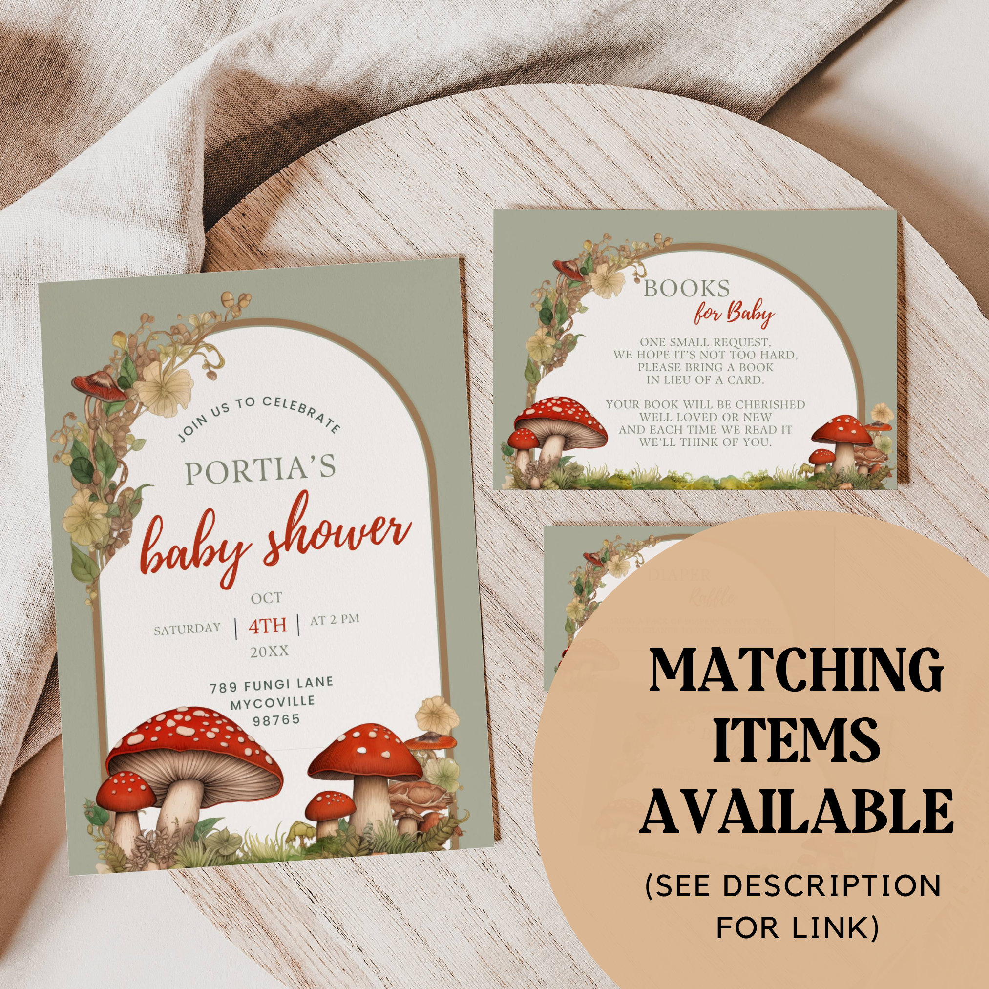 Cottagecore Mushroom Baby Shower Welcome Sign Template, Woodland Theme ...