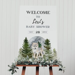 Wolf Baby Shower Welcome Sign Template, Welcome to the Pack, Winter ...