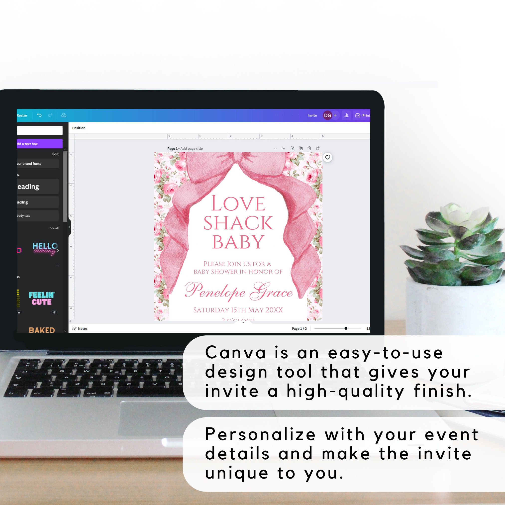 Love Shack Baby Shower Invitation Template, Love Shack Fancy Theme ...