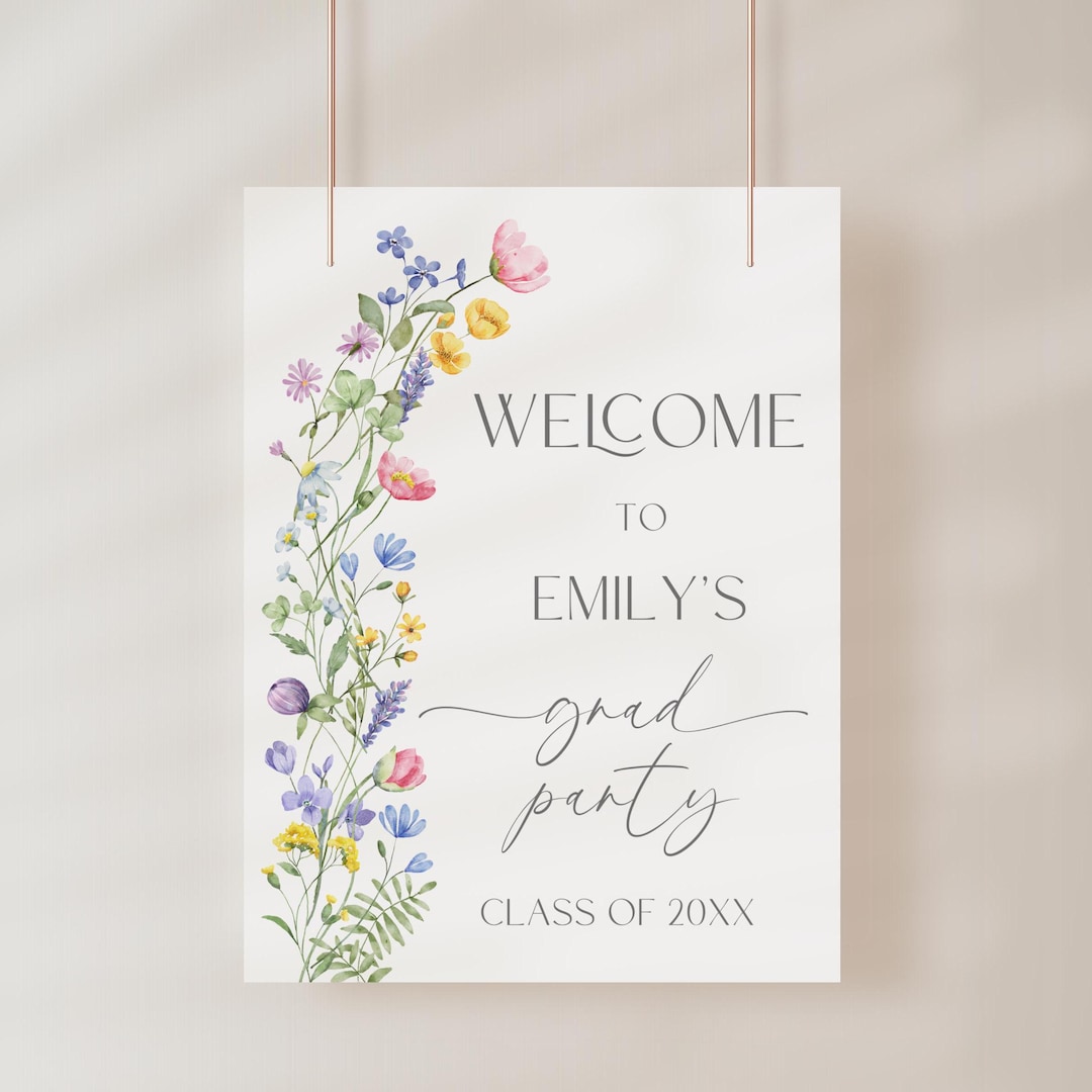 Wildflower Graduation Party Welcome Sign, Alum in Bloom Theme, Editable ...