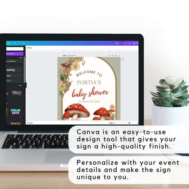 Cottagecore Mushroom Baby Shower Welcome Sign Template, Woodland Theme ...