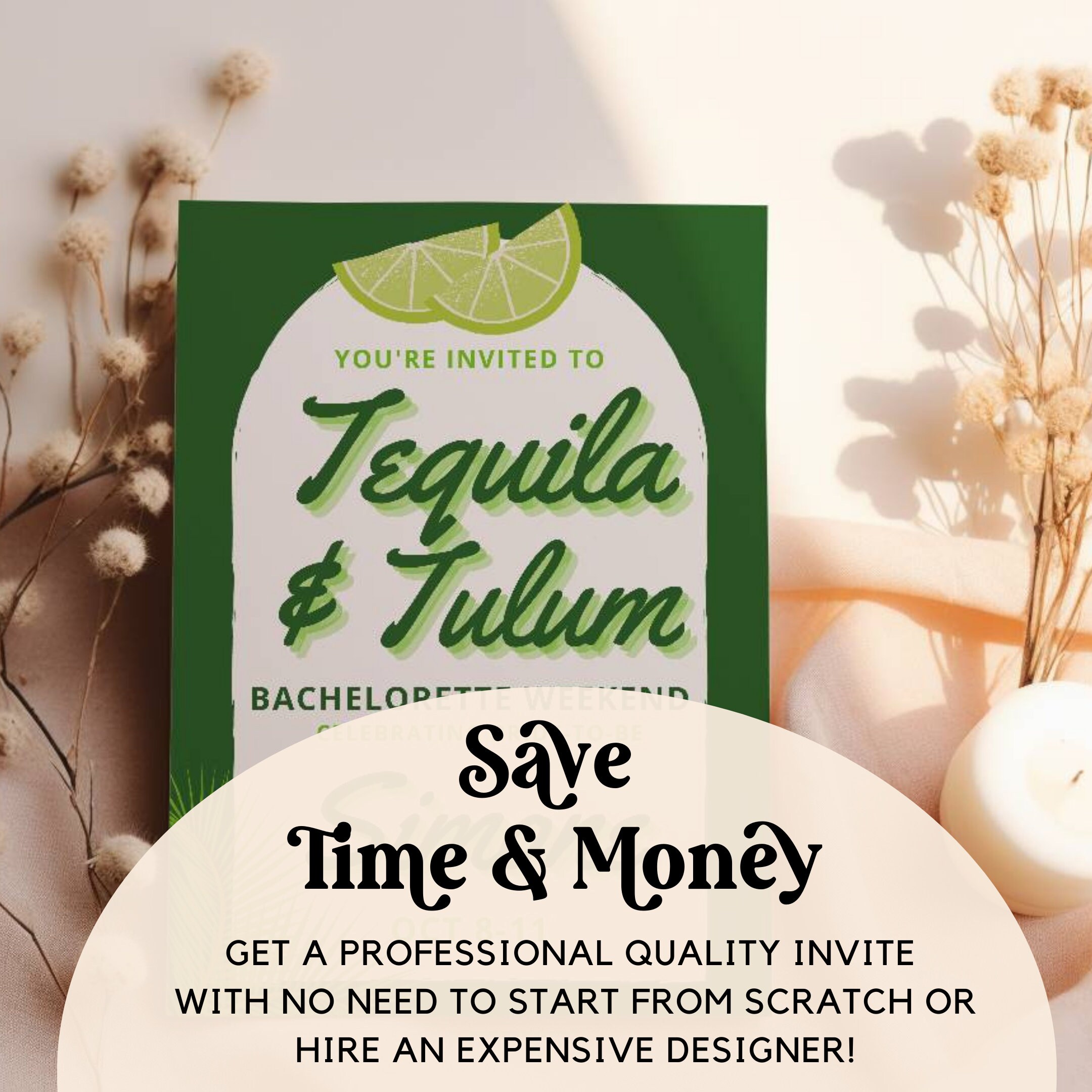 Tequila and Tulum Bachelorette Weekend Invitation, Tropical Mexico Bach ...